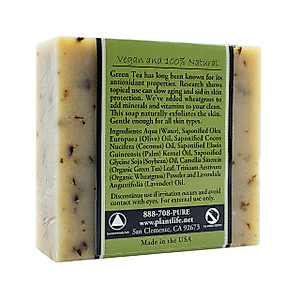 Plantlife Green Tea Bar Soap - Moisturizing and Soothing Soap for Your Skin - Hand Crafted Using Plant-Based Ingredients - Made in California 4oz Bar