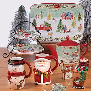 Certified International Joy of Christmas 9" Salad/Dessert Plates, Set of 4 Assorted Designs, Multicolor