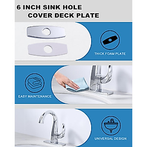 Faucet Cover Plate Chrome Bathroom: 6 Inch Stainless Steel Faucet Deck Plate - 4" Centerset Faucet Plates to Cover Holes - Anti-Scratch 4" Sink Base Plate for 1 or 3 Hole Bathroom Vanity Basin