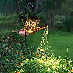 Solar Lights Outdoor Garden Decor, LED Watering Can Lights Star Shower Garden Art Light with Bracket, Starry Fairy Night Light Decoration for Garden Patio Yard Flowerbed Parties Outdoor Pathway
