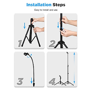 Mic Stand, Bietrun Metal Gooseneck Boom Arm Mic Stand Tripod, Height＆360° Adjustable, with Carrying Bag & 2 Mic Clips,Compatible with Wireless Mic＆Wired Mics for Singing/Wedding/Church/Stage/Party