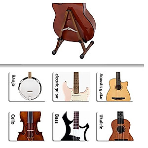 JORGTYRA Wooden Acoustic Guitar Stand, Adjustable Guitar Floor Stand, A Frame Folding Acoustic Electric Guitar Holder with Foam Padded for Bass, Cello, Mandolin, Banjo, Ukulele