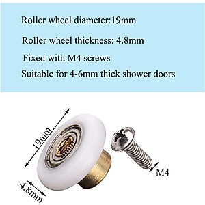 4X Replacement Shower Door Rollers/Runners/Wheels 19mm Diameter
