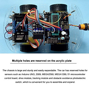 MakerFocus DIY Robot Car Smart Chassis Kit with Speed Encoder 4 Wheels 2 Layer for Ar duino UNO MEGA2560 MEGA1280 51 Microcontroller Board