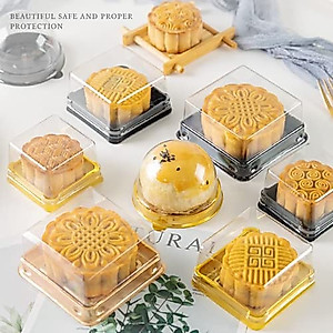 50 Pack black bottom Clear cover plastic mini cake box - muffin box - moon cake box - mung bean cake snow Mei Niang box（bottom 2 1/2 Inch X high 1-1/2 Inch）