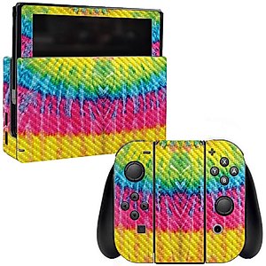 MightySkins Carbon Fiber Skin for Nintendo Switch - Tie Dye 2 | Protective, Durable Textured Carbon Fiber Finish | Easy to Apply, Remove, and Change Styles | Made in The USA (CF-NISWI-Tie Dye 2)