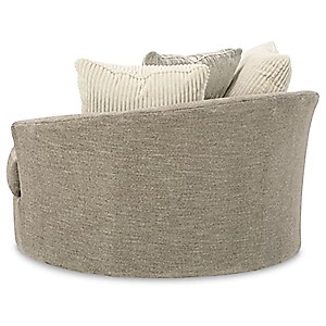 Signature Design by Ashley Creswell Transitional Round Upholstered Oversized Swivel Accent Chair, Gray