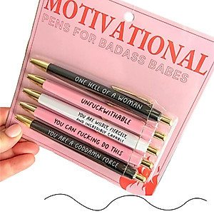 Mementofor Motivational Badass Pen Set, Funny Pens Swear Word Daily Pen Set for Women, Motivational Pens For Badass Babes, Inspirational Pens Funny, School Office Home Funny Office Gifts (A)