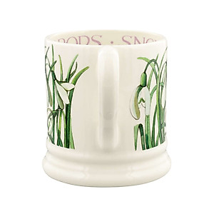 Emma Bridgewater Handmade Ceramic White Snowdrops Flower Gift Half-Pint Coffee and Tea Mug