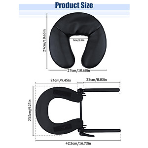 EBANKU Black Universal Adjustable Face Cradle Massage Table Bed, Lightweight Aluminum Face Cradle and Pillow 3" Foam Set