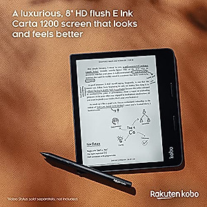 Kobo Sage | eReader with PowerCover & Stylus Bundle | 8” HD Glare Free Touchscreen | Waterproof | Blue Light Reduction | Bluetooth | WiFi | 32GB of Storage