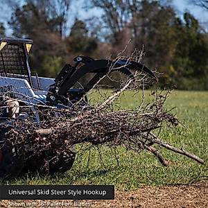 Titan Attachments Hydraulic Skid Steer Pallet Fork Grapple Attachment V2 with 48in Fork Blades, 1/2in Thick Steel Frame, Quick Tach Mounting System