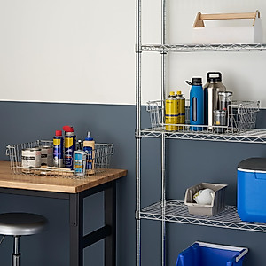 TRINITY 2-Pack Stackable Metal Wire Storage Baskets With Handles, EcoStorage Chrome, 19 Inches