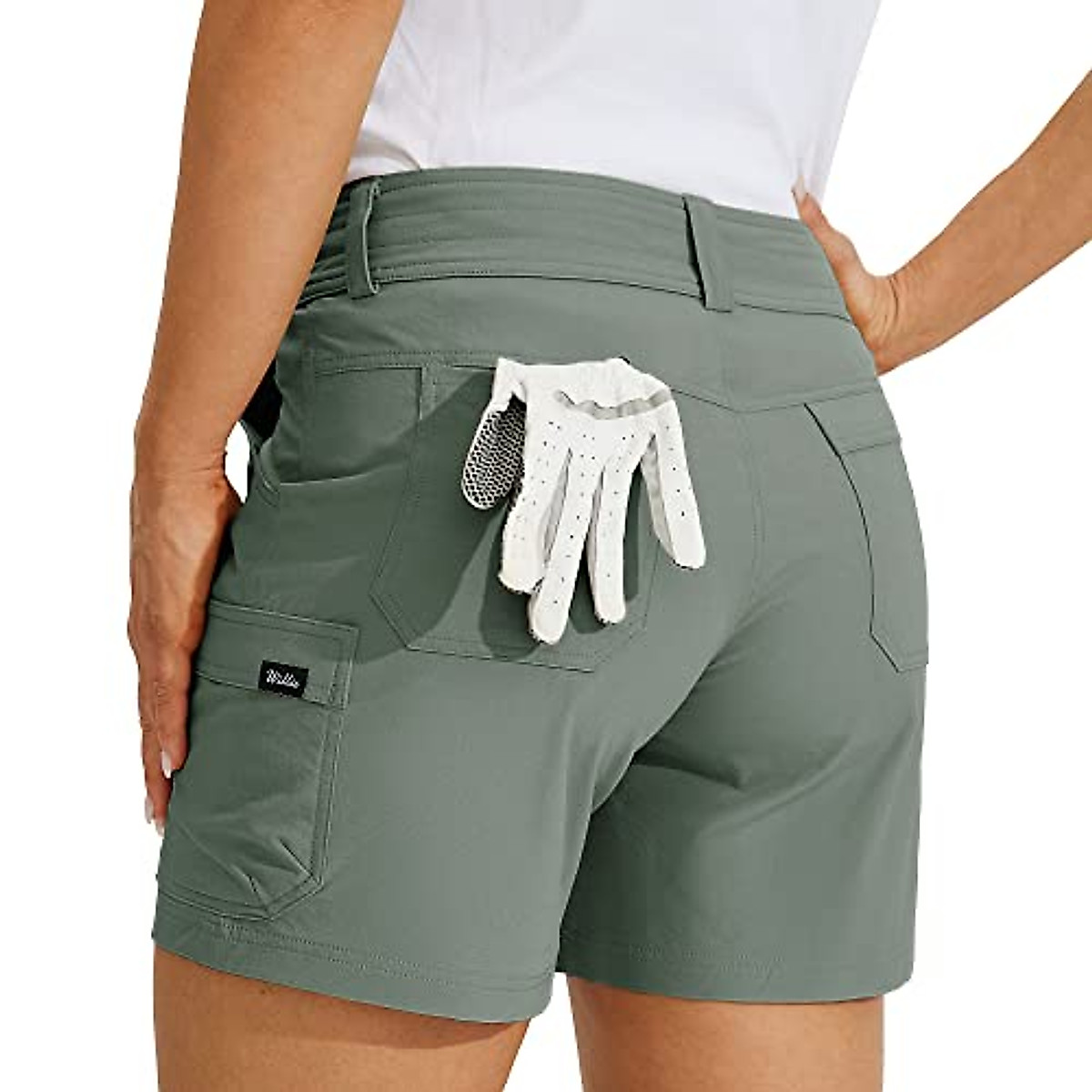 Willit Women's Golf Shorts Hiking Cargo Shorts Quick Dry Athletic Casual Summer Shorts with Pockets 5" Sage Green 6