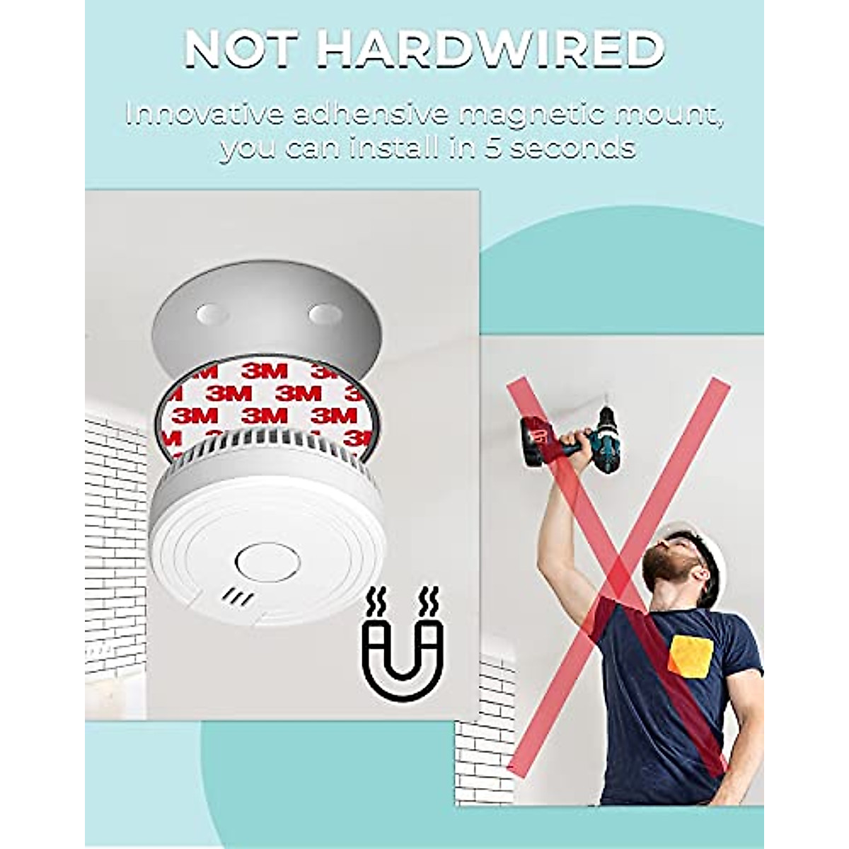 Ecoey Smoke Detector Fire Alarm with Photoelectric Technology, Fire Detector with Test Button and Low Battery Signal, Fire Alarm for Bedroom and Home, FJ136GB, 1 Pack Small