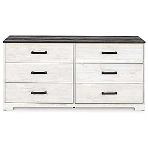Signature Design by Ashley Shawburn 6 Drawer Dresser, Whitewash & Gray