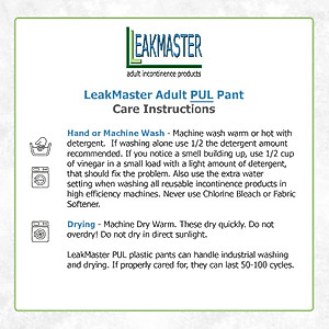 LeakMaster Adult PUL Waterproof Pants - Soft, Quiet, Breathable, Durable Adult Plastic Pants. Generous Cut/Fit for Use with Cloth Diapers - White, Medium Best Fits 32-36 Inch Waist (1 Pack)