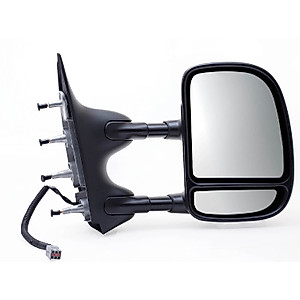 Fit System Passenger Side Towing Mirror for Ford Econoline Van, textured black, extendable, foldaway, Power