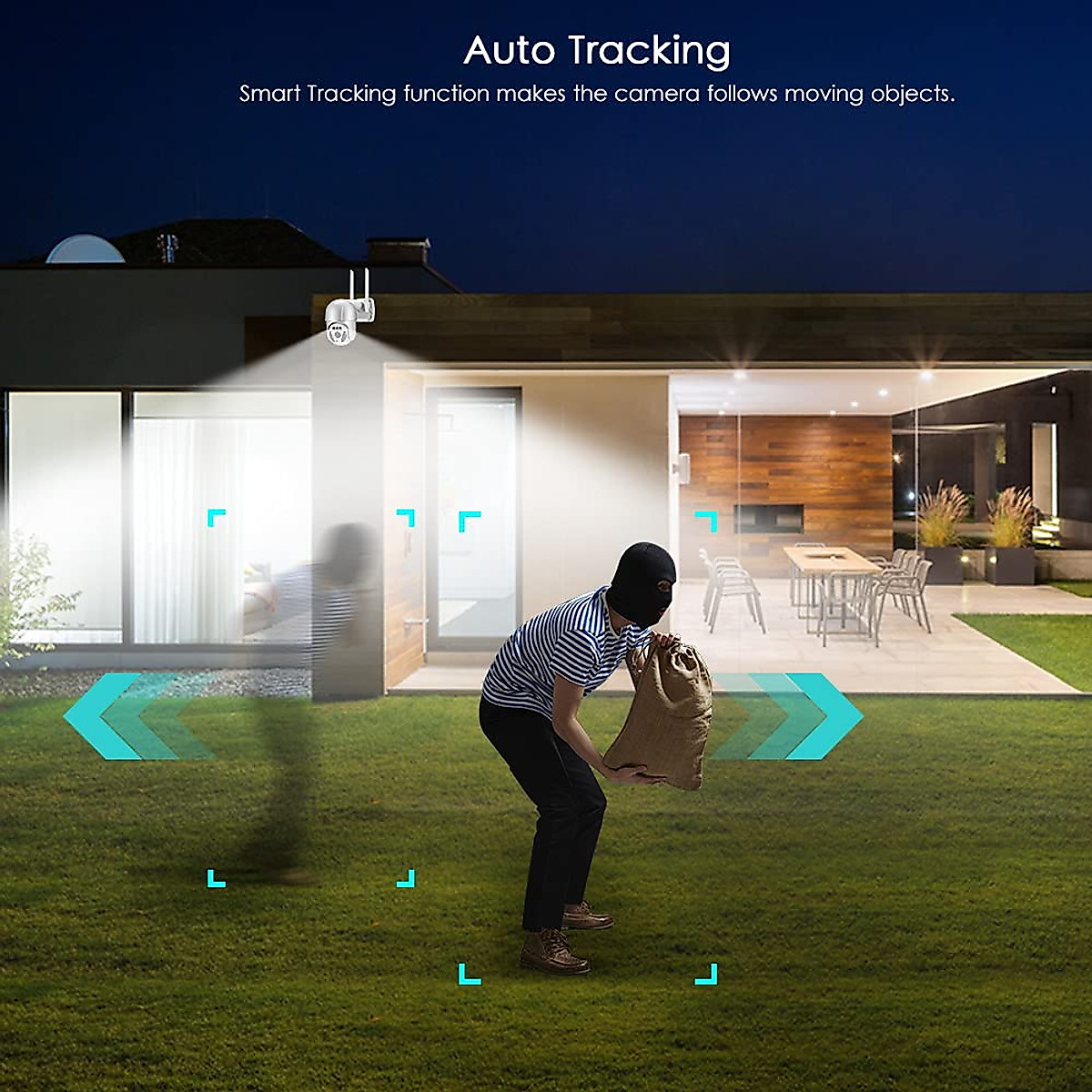 ANBERX Security Camera Outdoor, WiFi Wireless Surveillance Cameras 2K 3MP HD & Pan/Tilt/Zoom Cam with Night Vision,2-Way Audio,Motion Detection,Weatherproof 2.4Ghz Camera for Home/Office/Garden