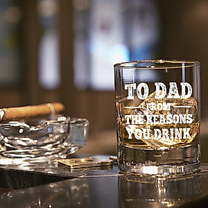 NBOOCUP To Dad From The Reasons You Drink Funny Whiskey Glasses Gift for Dad - Novelty Birthday, Christmas Gift for Dad, Dad Gift from Daughter, Son, Wife, Cool Present Ideas for Dad, 11 oz