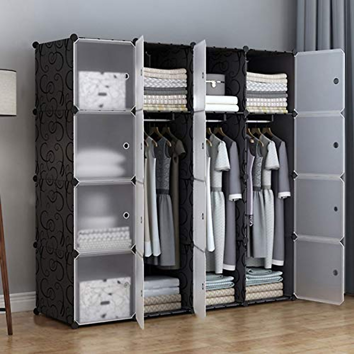 DWLOMHE DIY Plastic Storage Box Organizer, Storage Cabinet for The Bedroom, Office, House,16 Cubes