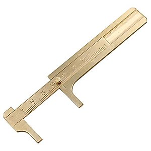 Brass Caliper Vernier Caliper Stainless Steel Sliding Gauge Vernier Pocket Caliper Ruler Measuring Tool Mini Brass Pocket Ruler(80mm Length)