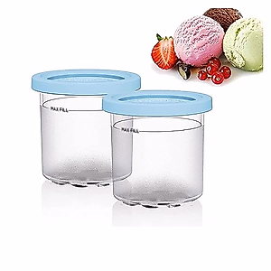 2/4/6PCS Creami Deluxe Pints, for Ninja Creami Deluxe,16 OZ Creami Pint Reusable,Leaf-Proof Compatible NC301 NC300 NC299AMZ Series Ice Cream Maker,Blue-4PCS