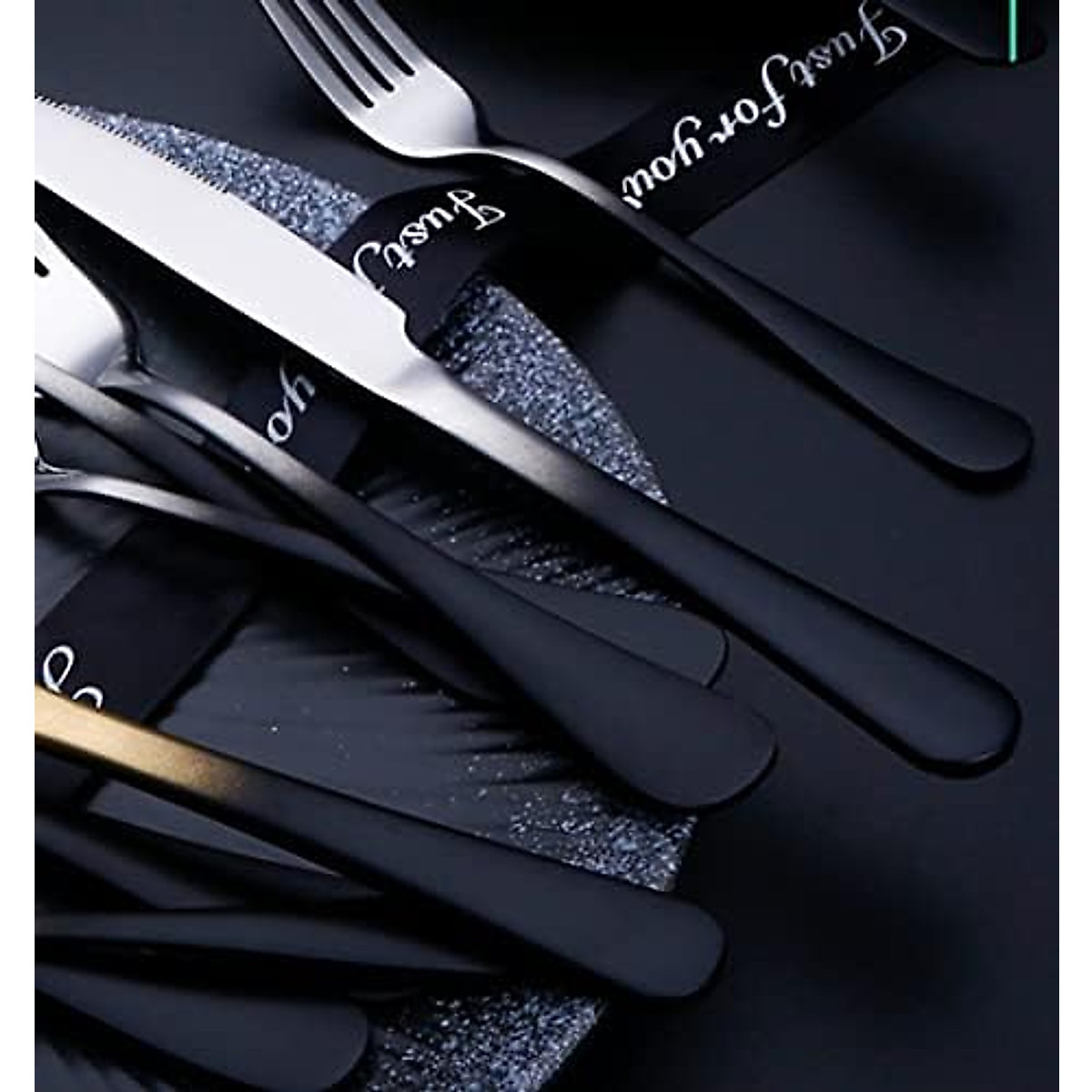 Black Gradual Change Gold Silverware Set Flatware Sets 70 Piece Stainless Steel Service for 14 Durable Home Kitchen Restaurant Wedding Cutlery Utensils Delicate Knifes Forks and Spoons Tableware Set…