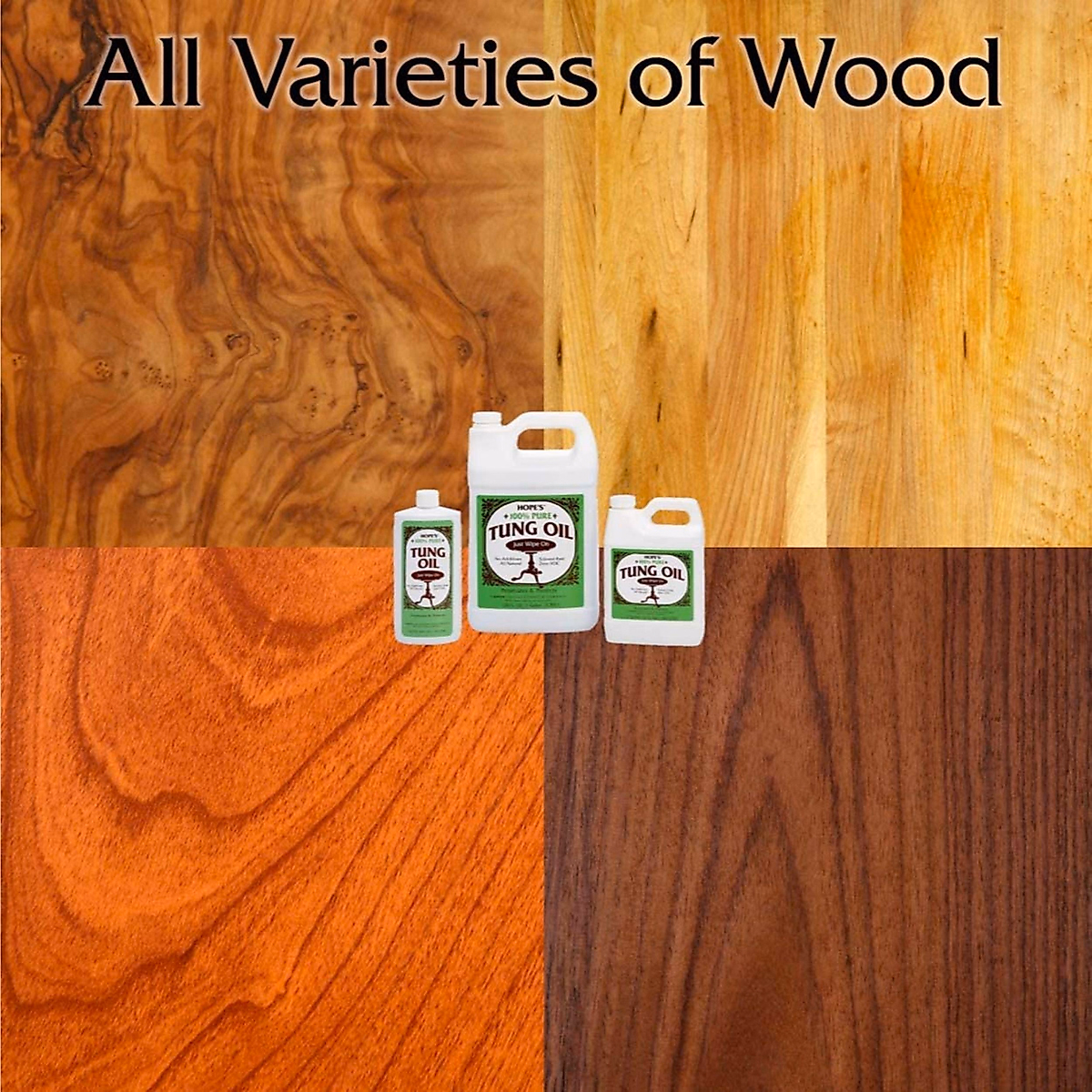 HOPE'S 100% Pure Tung Oil, Food Safe, Premium Waterproof Natural Wood Finish and Sealer for Indoor and Outdoor Projects, 32 Fl Oz, 1 Pack