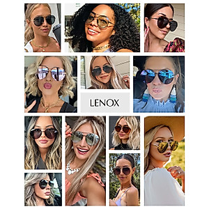 DIFF Lenox Black + Grey, Designer Oversized Aviator Sunglasses for Women UV400 Protection