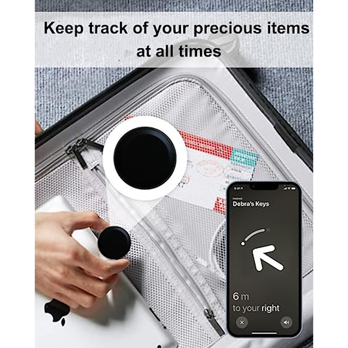 IPX8 Waterproof Airtag Holder, 2 Pack AirTag Case with Adhesive Sticker Mount for Apple Air Tag, Hidden Shockproof Airtag Tracker Case Cover for Luggage Laptop Car Bike TV Camera Remote Drone Black