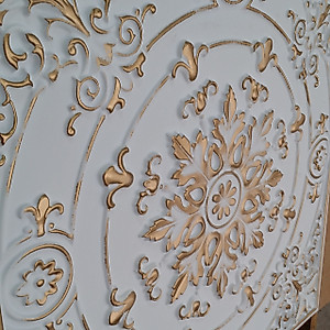 PLASTDECOR Drop in Ceiling Tiles Faux Tin Painted White Gold Coffee Decor Wall Panels PL18 10pcs/lot