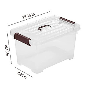 Krihan 14 L Plastic Storage Box with Latch Lid, Clear Latching Box, 6-Pack