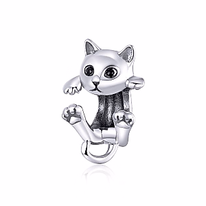 VOROCO Cat Charm for Bracelet 925 Sterling Silver Animal Series Cute Cat Charm for Bracelet Necklace Mother's Day Birthday Christmas Jewelry Gifts for Women