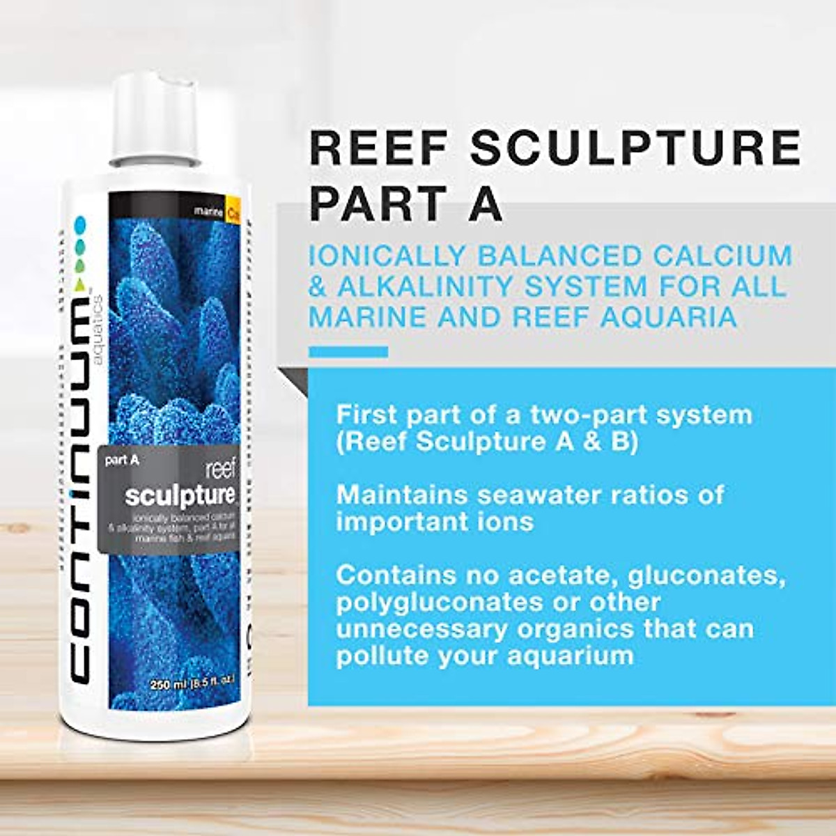 Continuum Aquatics Reef Sculpture A - Ionically Balanced Calcium & Alkalinity System for All Marine Fish & Reef Aquariums, 2 Liter