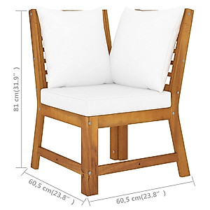 QZZCED Sectional Corner Sofa with Cream Cushion,Mid Century Modern Couch,Outdoor Furniture,Patio Conversation Sets,Cloud Couch,for The Living Room and Bedroom,Patio,Porch,Deck,Solid Acacia Wood