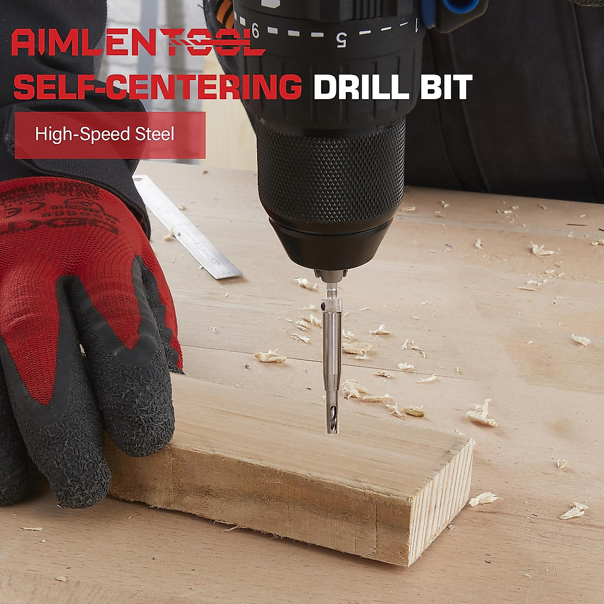 AIMLENTOOL 17pcs VIX Bits Self Centering Drill Bit Set, 1/4" Hex Shank Self Centering Hinge Tapper Core Drill Bit for Woodworking Window Door Hinge with 1 Hex Key & 8 Drill Bits 5/64-1/4"