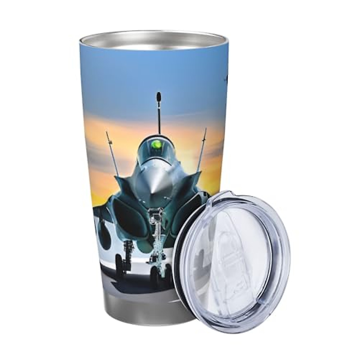 EKPRAVDKTF Airplane 20oz Insulated Stainless Steel Tumbler With Lids And Straws, Double Wall Vacuum Travel Coffee Mug, Thermal Cup For Cold & Hot Drinks, Reusable Metal Straw & Brush