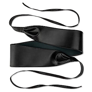 Wide Obi Belts for Women Faux Leather Black Thick Belt Lace Up Wrap Waistband L