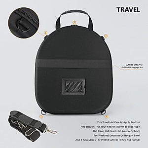 Voikm Cowboy Hat Box, Hard Hat Carrier Case, Travel Anti Extrusion Hats Holder Storage, Cap Organizer with Adjustable Shoulder Strap for Panama, Fisherman & Tweed Hats (16.2inch x 14.2inch x 6.3inch)