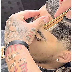 Crispy Linez Barber Turkish Razor | Professional Straight Razor | Extra Blade Exposure (Red & Gold)