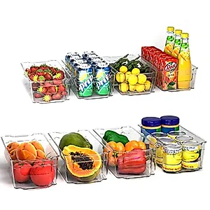 Utopia Home Pantry Organization and Storage - Set of 8 Refrigerator Organizer Bins - Fridge Organizer for Freezers, Kitchen Countertops and Cabinets - BPA Free (Clear)