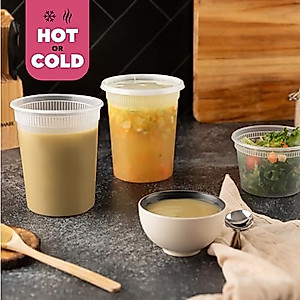 Deli Containers With Lids - [20-Pack] - (32 Oz) - Soup & Food Storage Containers Takeout To Go - Storage and Freezer Airtight Plastic Containers - Microwave, Freezer & Dishwasher Safe BPA-Free