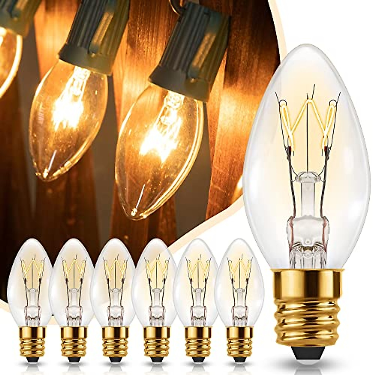 Scentsy Light Bulbs for Warmer, DORESshop Wax Warmer Bulbs, C7 Scentsy Bulb, E12 Candle Warmer Light Bulbs, Wax Warmer Light Bulb Replacement, 15 Watt Light Bulbs for Wax Warmers, 6 Pack