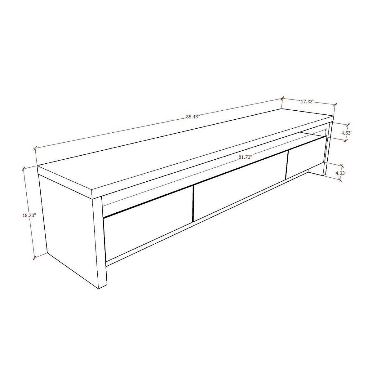 Manhattan Comfort Sylvan TV Stand with 3-Drawers with Open Shelving, 70.86 Inch, White Matte