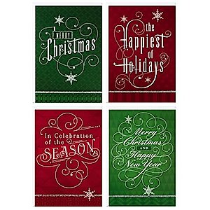 Image Arts Christmas Boxed Cards Assortment, Elegant Lettering (4 Designs, 24 Cards with Envelopes)