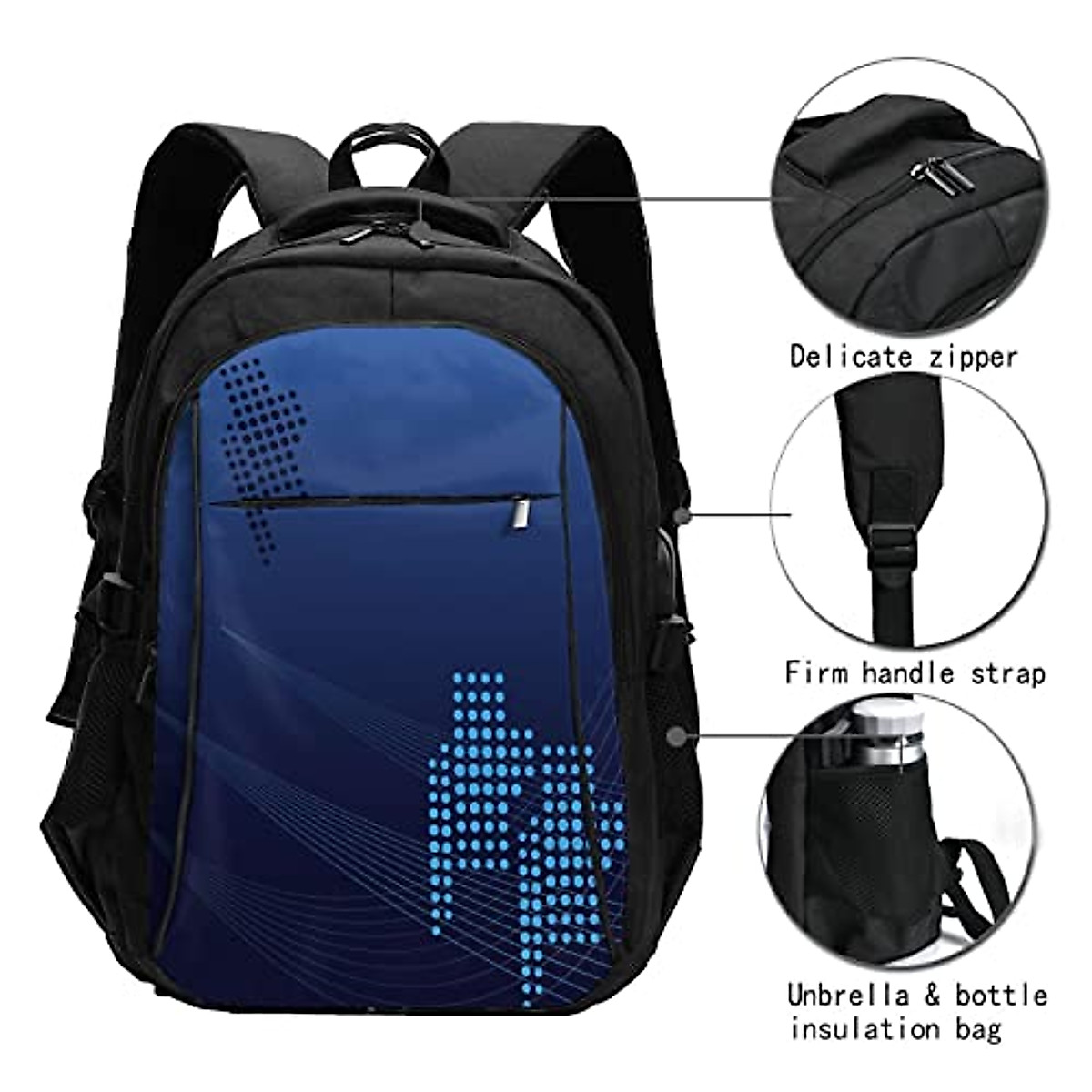 School Backpack Large Capacity Leisure Travel Backpack With The USB Charging Port(Rhythm)