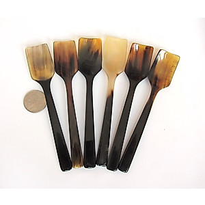Marycrafts Set of 6 Long Buffalo Horn Caviar Mustard Jam Spoons