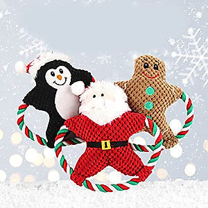 Yjcnelcr Dog Christmas Toy Santa Plush Rope Toy Stuffed Chew for Dogs Dental Care