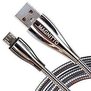 MAGNITTO Micro USB Cable, Zinc Alloy Metal Braided Extra Durable USB2.0 Sync and Charging Cord Sync for Android Phones Devices HTC Moto LG Samsung Galaxy S7 S6 J7 Edge Note 5, Tablets, Kindle. MP3